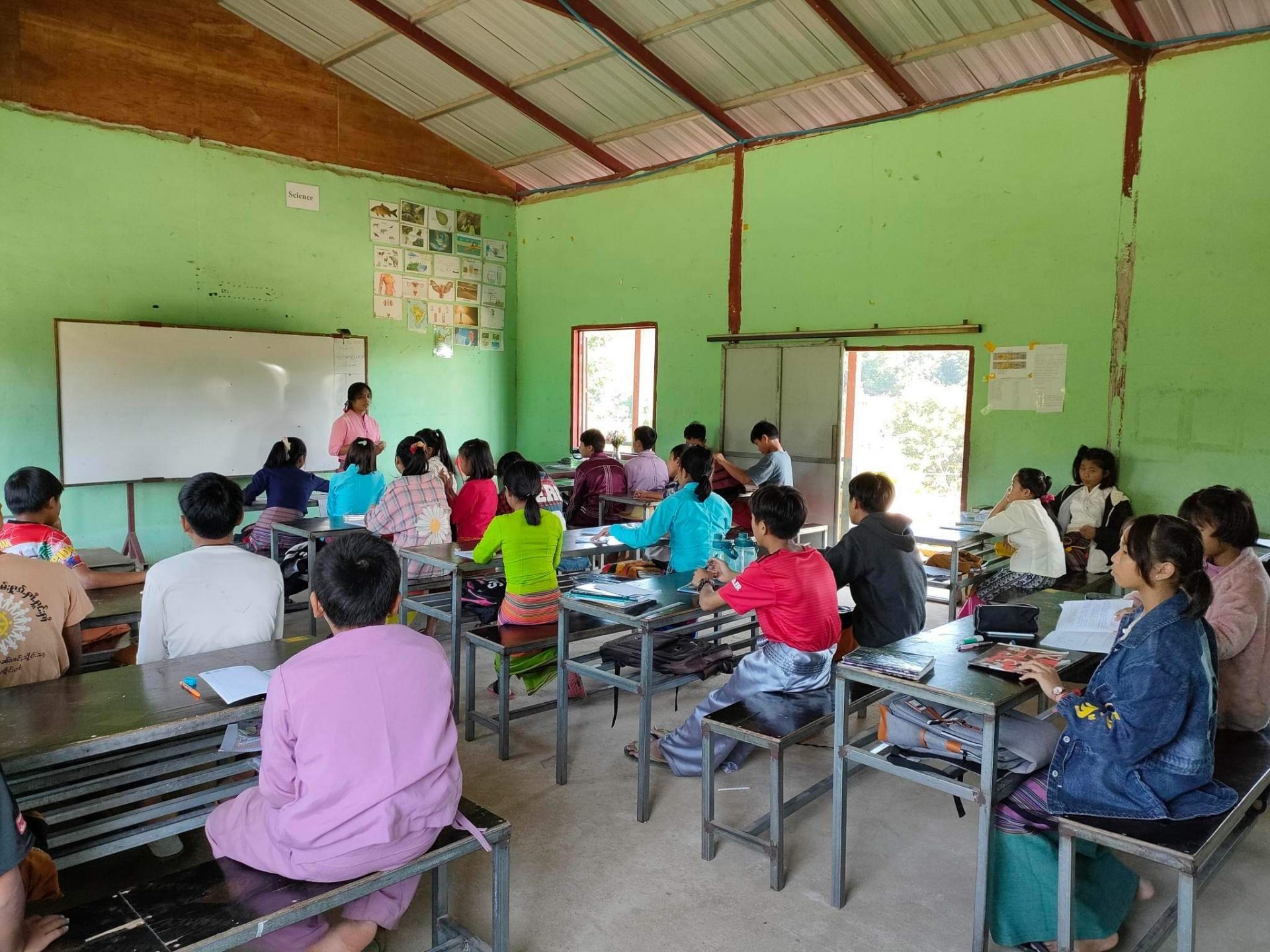 Children studying at a school run by Kaw Dai Organization