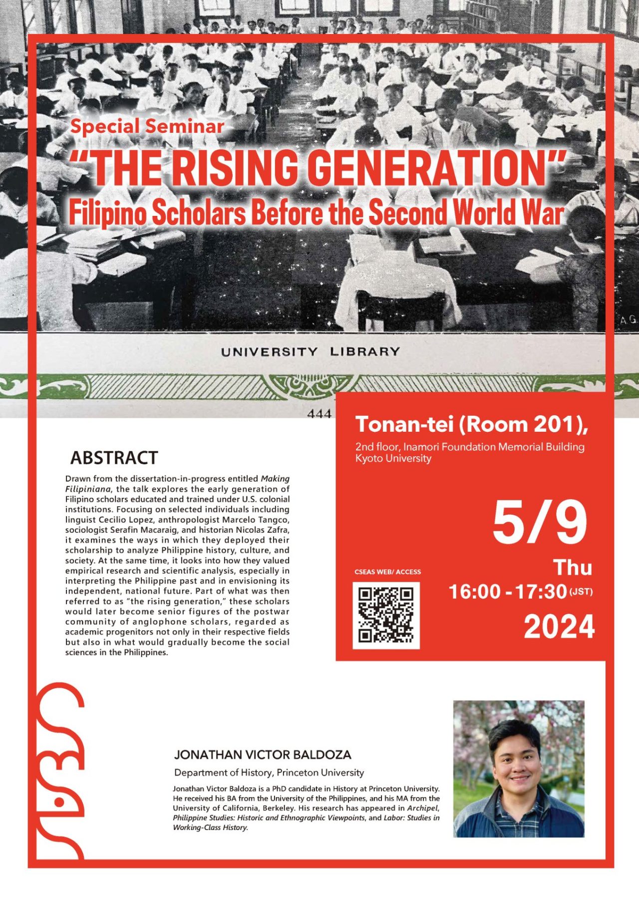 Special Seminar by Jonathan Victor Baldoza on “The Rising Generation ...